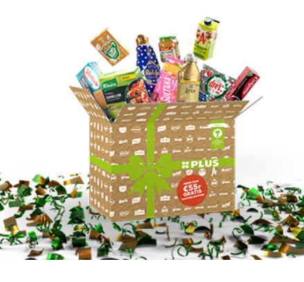 Spaar bij Plus voor boodschappenpakket