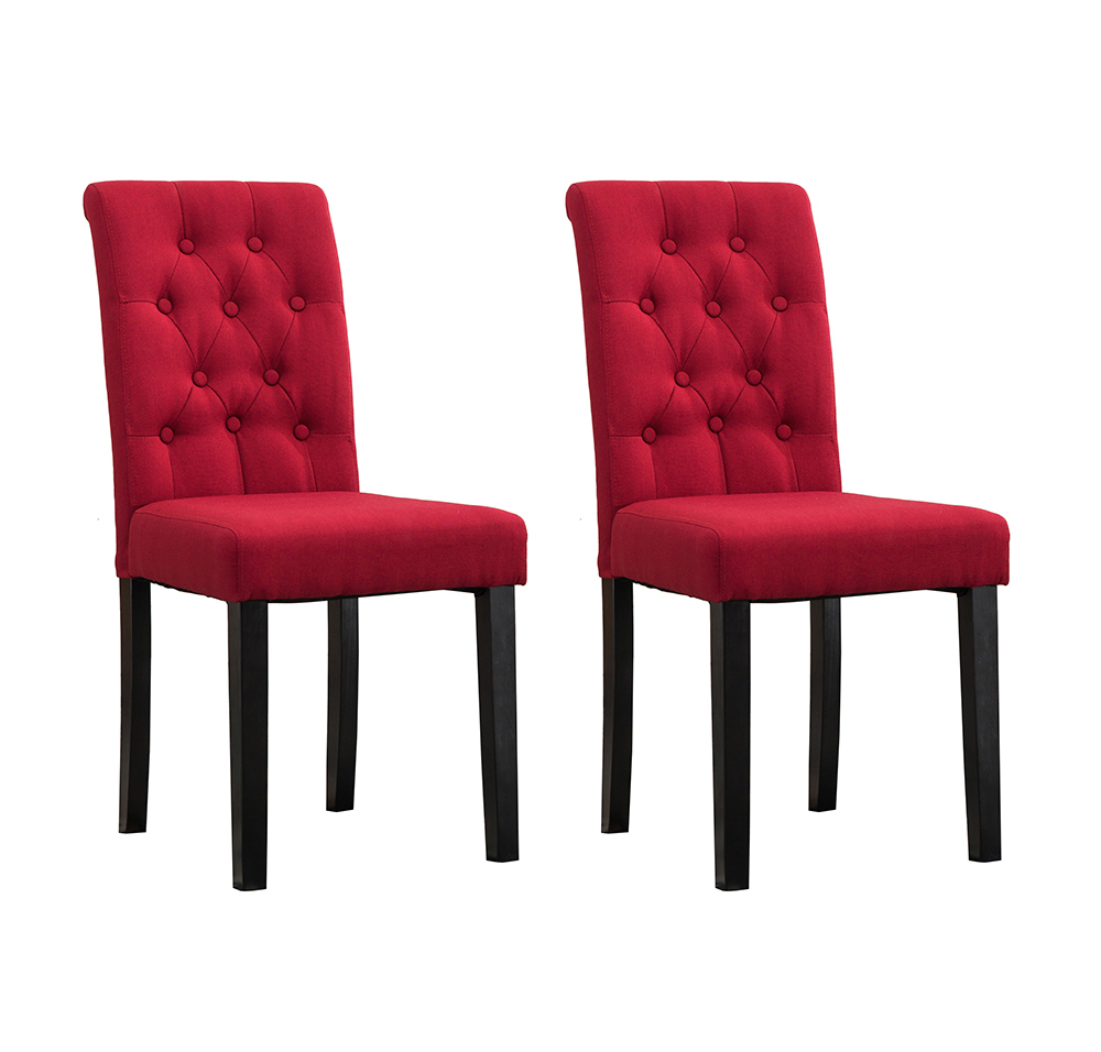 Set of 2 Fabio Lined Fabric Dining Chairs Red MCC Trading Ltd MCC Direct MCC Outlet