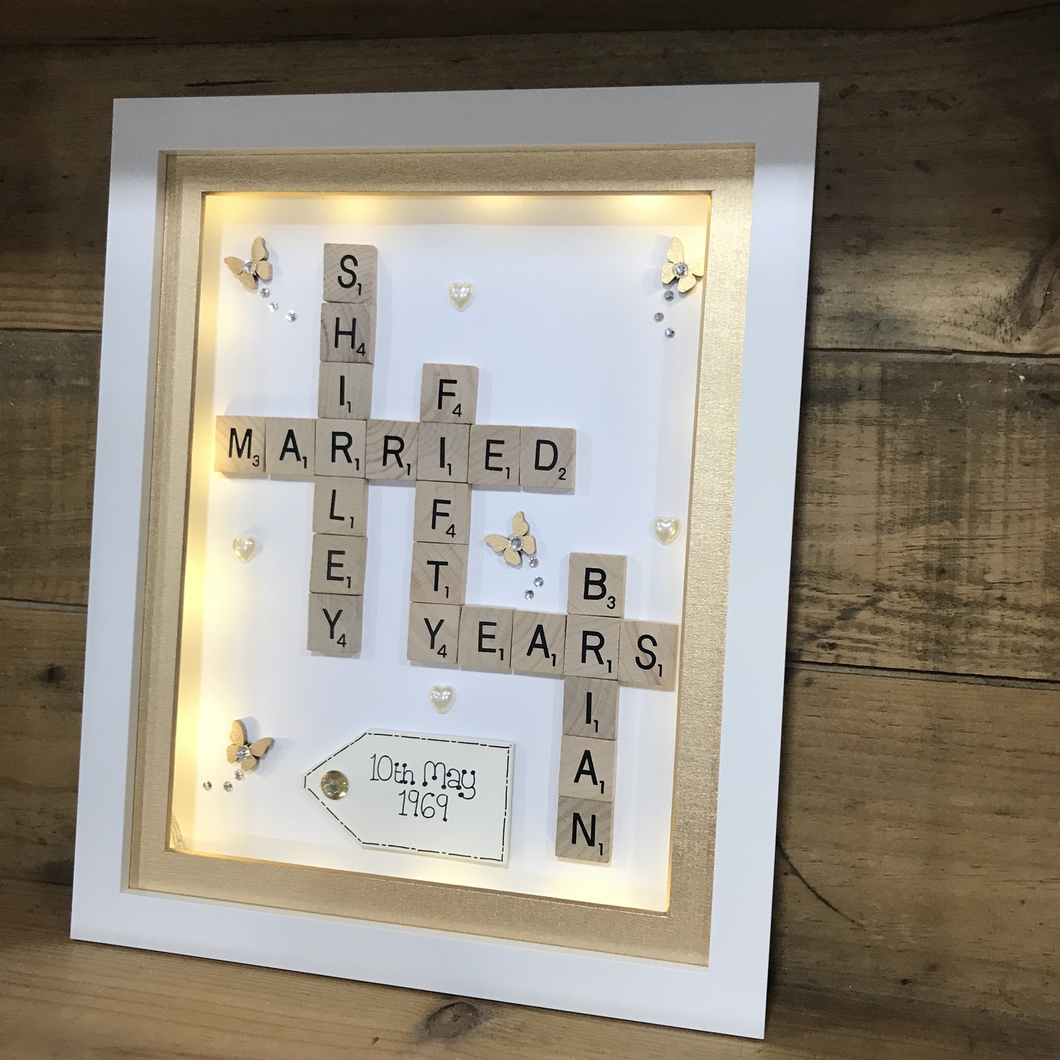 Customised Scrabble Family Name Box Frame with optional LED Lights ...