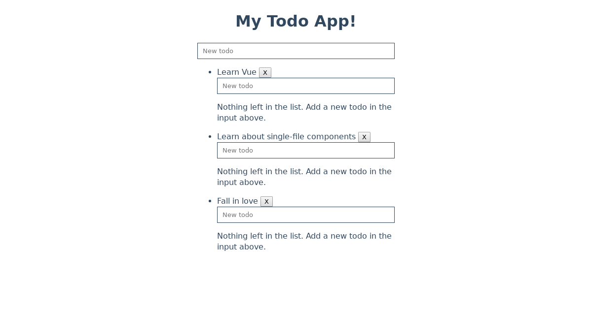 Recursive Todo App with Vue - Codesandbox