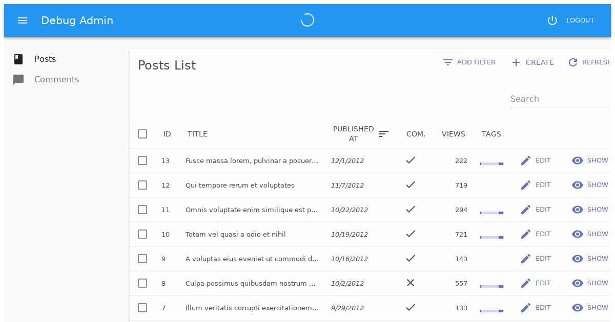 react-admin demo example - Codesandbox
